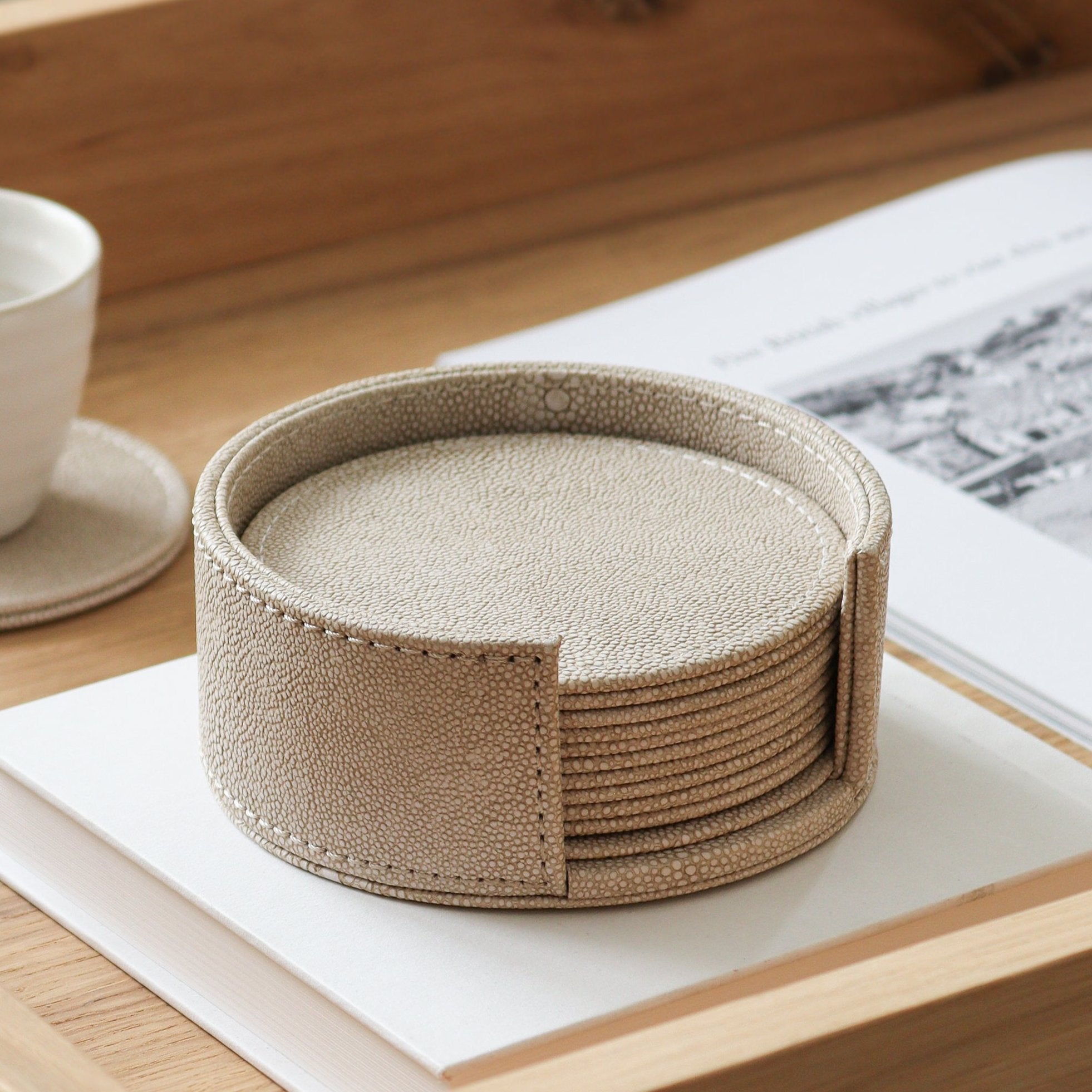 Faux Shagreen Ivory Coasters - Marquis & Dawe