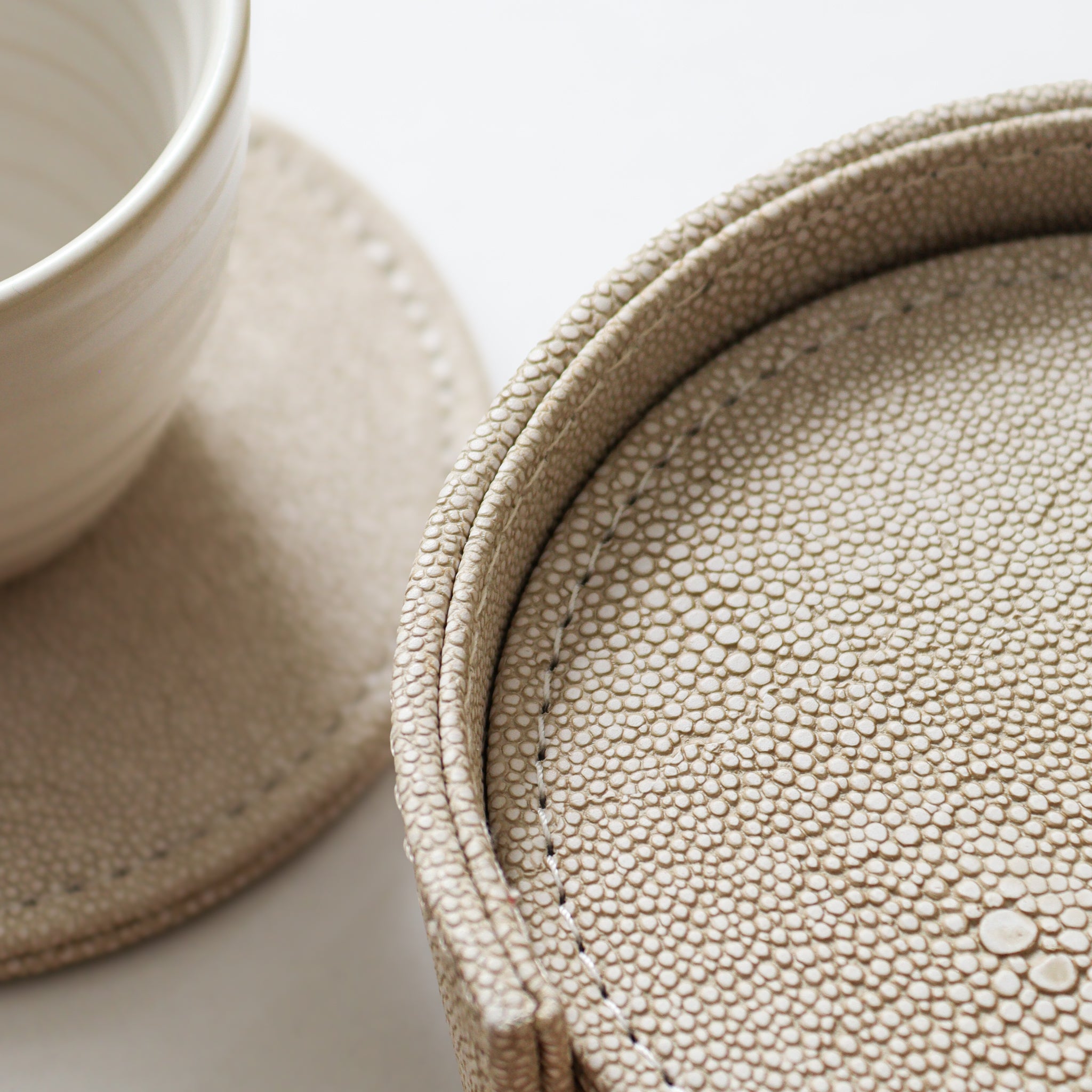 Faux Shagreen Ivory Coasters - Marquis & Dawe