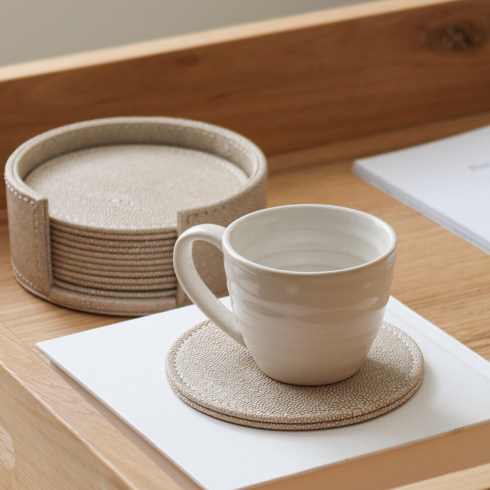 Faux Shagreen Ivory Coasters - Marquis & Dawe