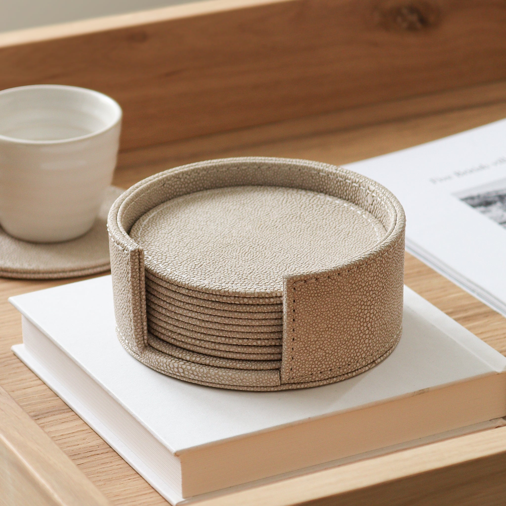 Faux Shagreen Ivory Coasters - Marquis & Dawe