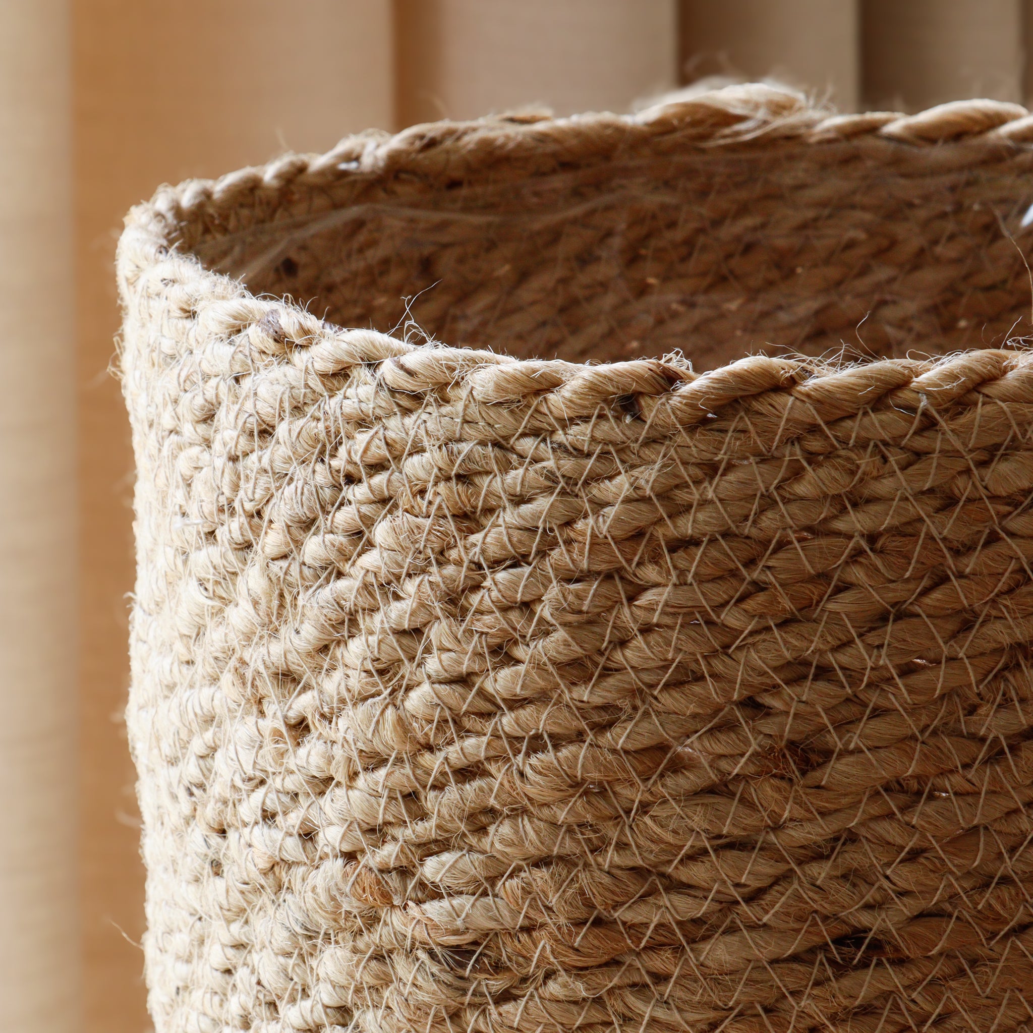 Jute Plant Pot With White Stripes - Marquis & Dawe