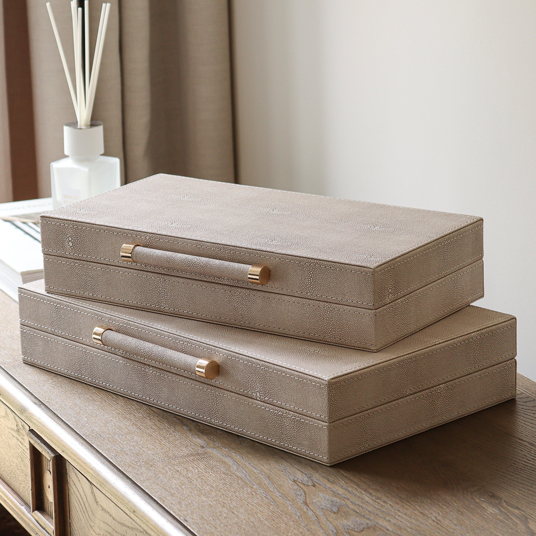 Long Faux Shagreen Ivory Box - Marquis & Dawe