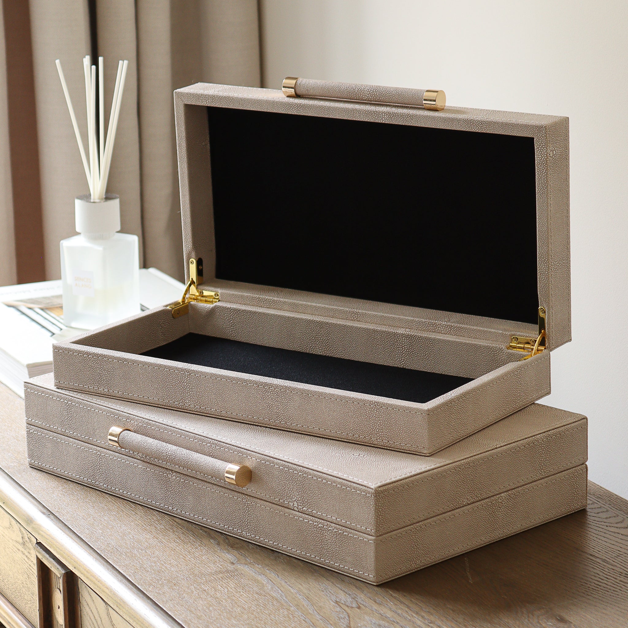 Long Faux Shagreen Ivory Box - Marquis & Dawe
