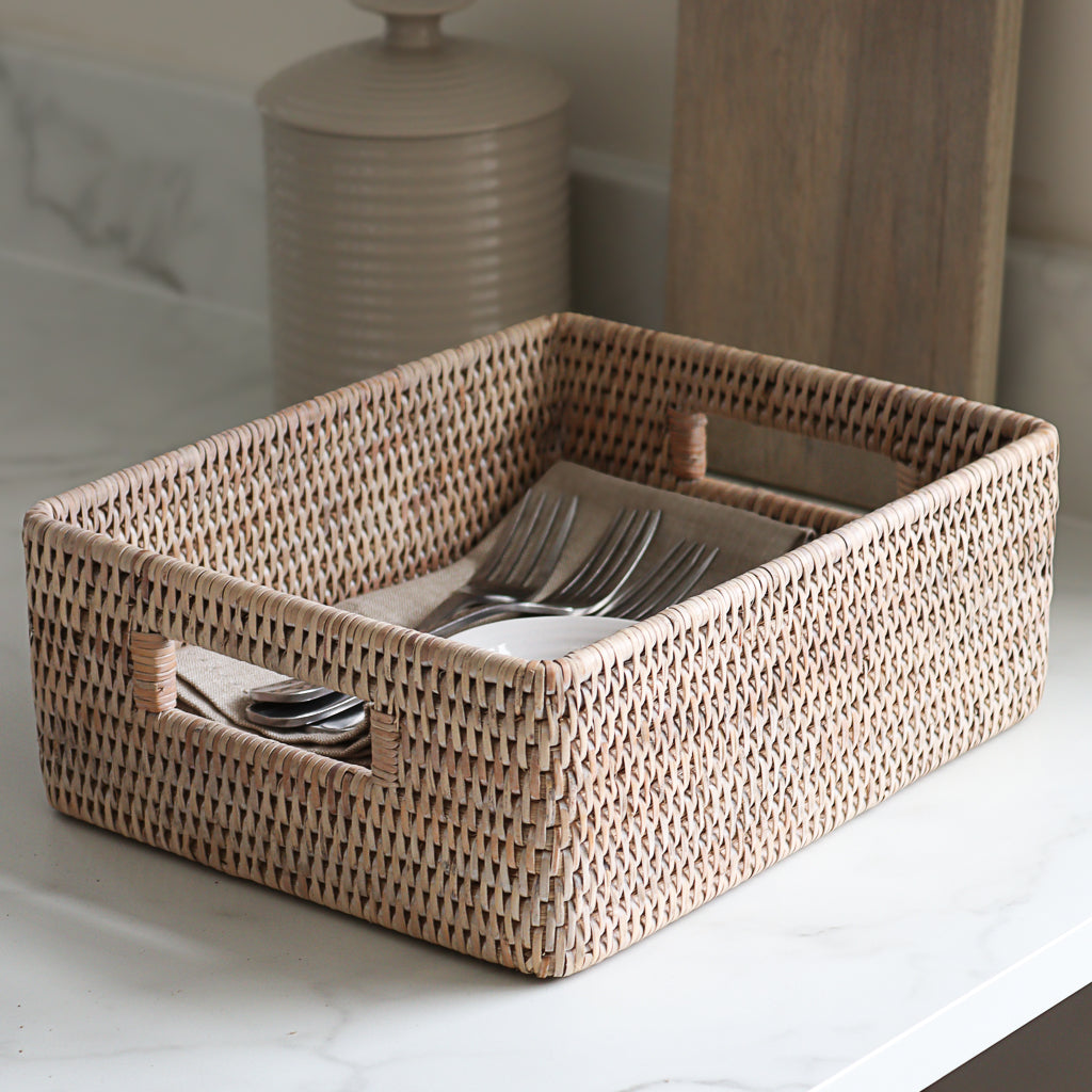 Marbury Rattan Rectangular Basket - Marquis & Dawe