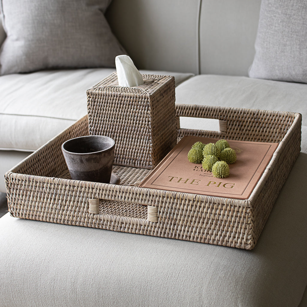 Marbury Square Rattan Tray - Marquis & Dawe