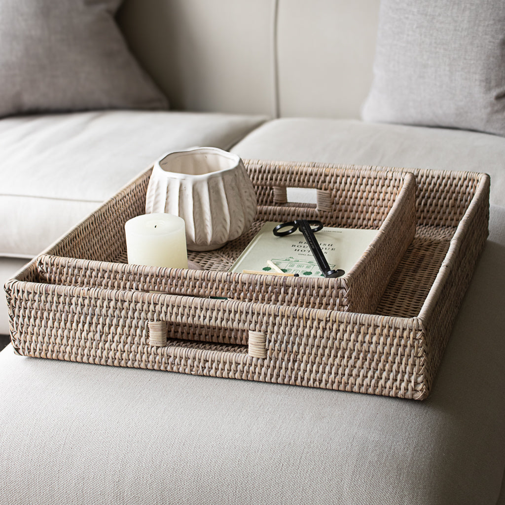 Marbury Square Rattan Tray - Marquis & Dawe