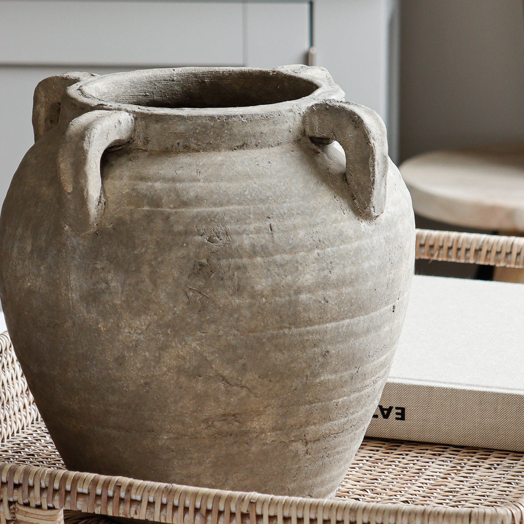 Rustic Clay Vase With Handles - Marquis & Dawe