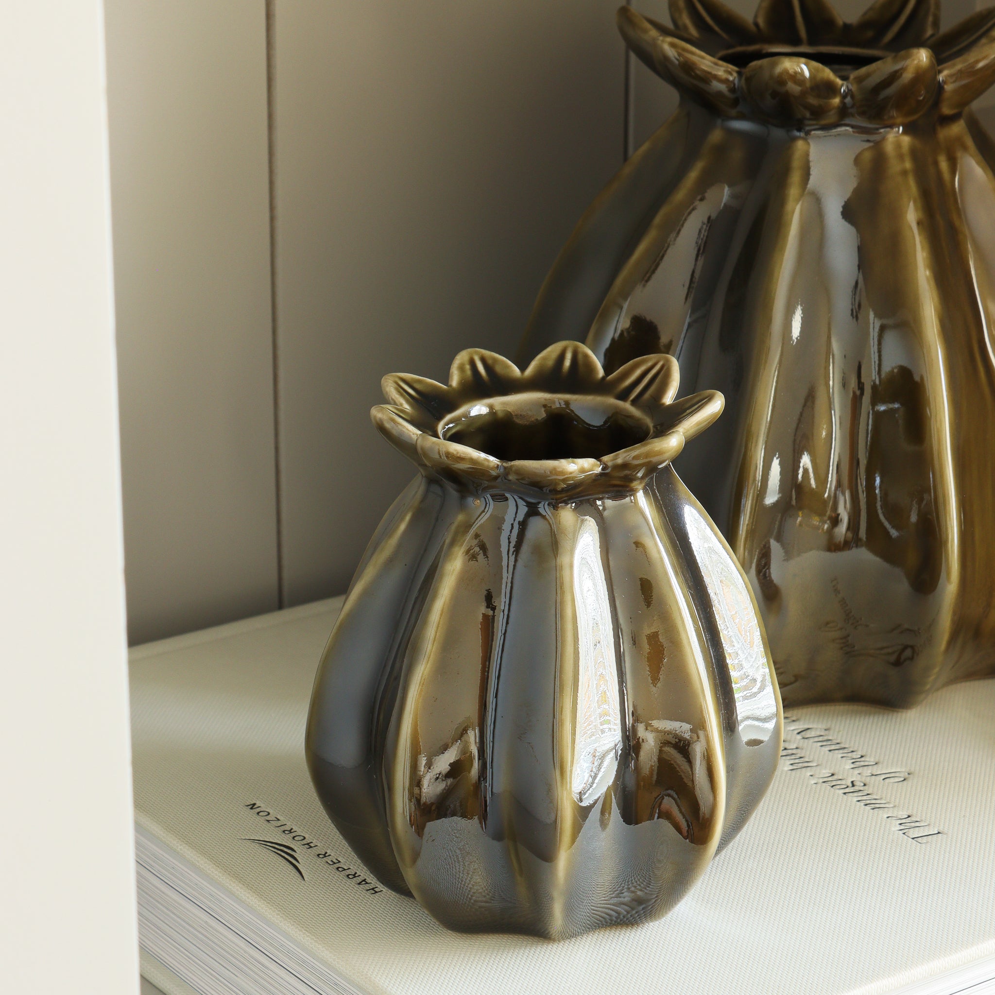 Dark Green Poppy Ceramic Bud Vase - Marquis & Dawe