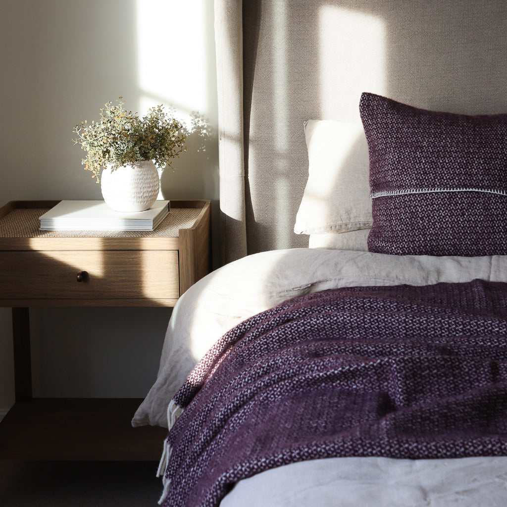 Extra Large Plum Woven Wool Throw - Marquis & Dawe