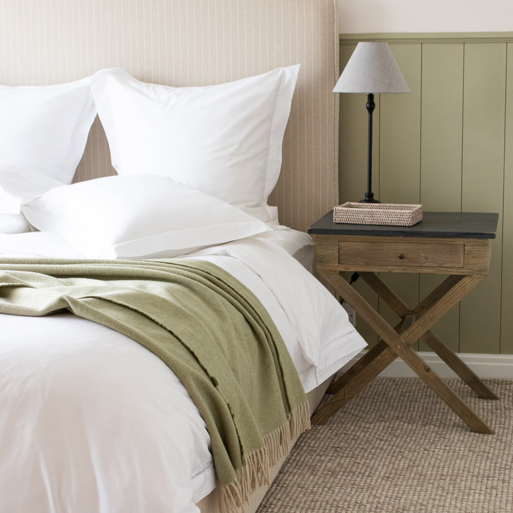 Extra Large Sage Green Lambswool Throw - Marquis & Dawe