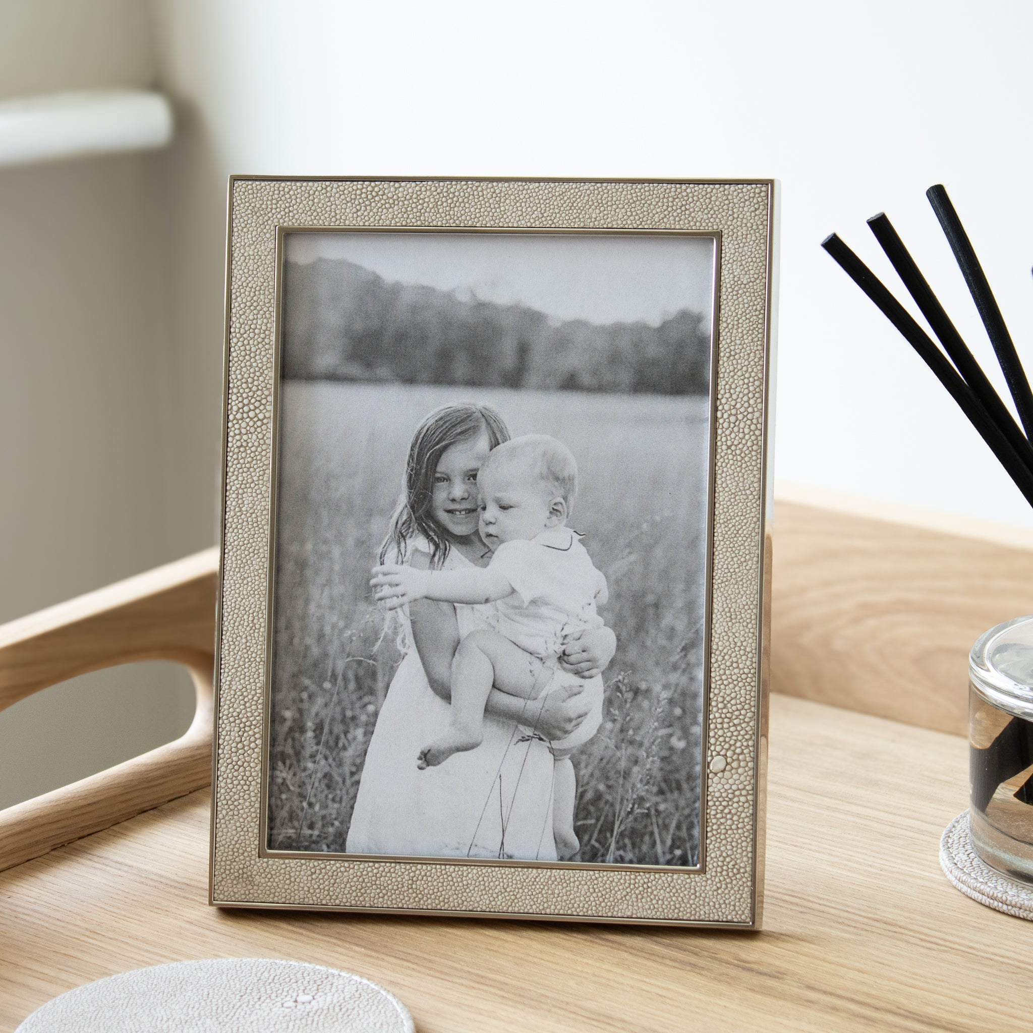 Ivory Faux Shagreen Photo Frame 5x7" | Marquis & Dawe