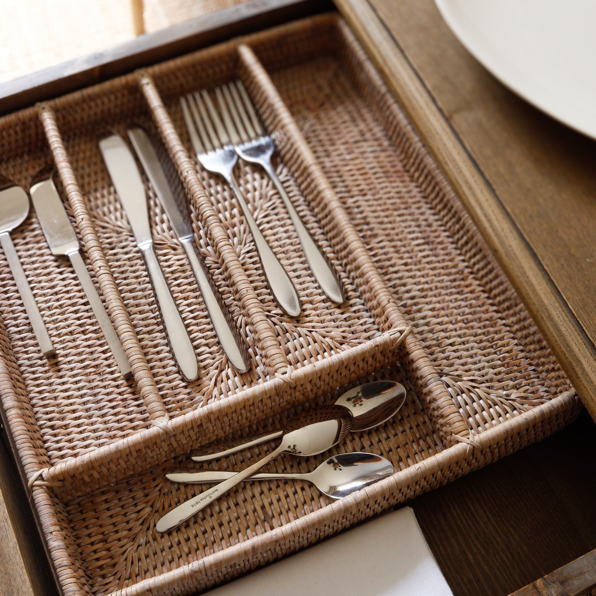 Marbury Rattan Cutlery Storage Organizer - Marquis & Dawe