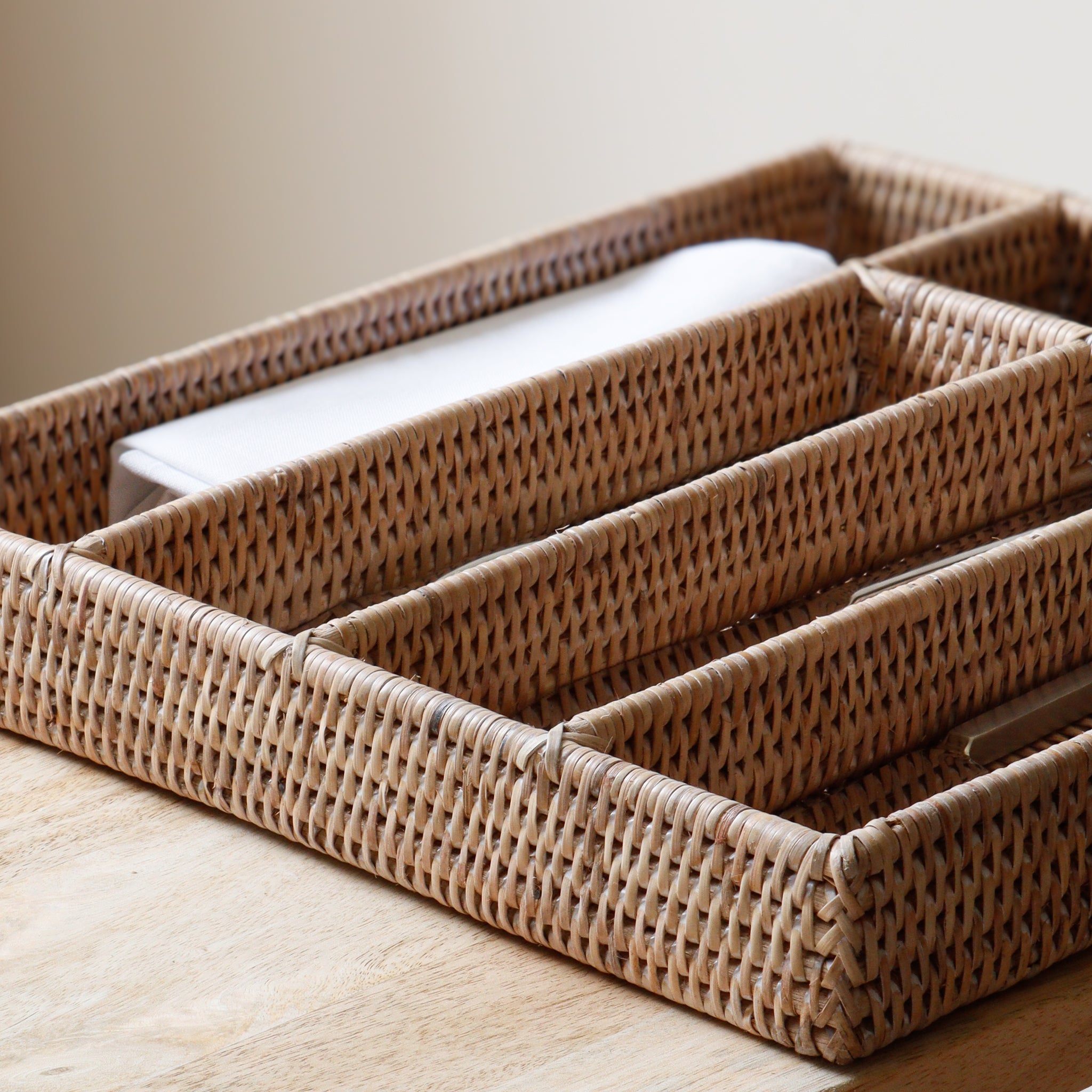 Marbury Rattan Cutlery Storage Organizer - Marquis & Dawe
