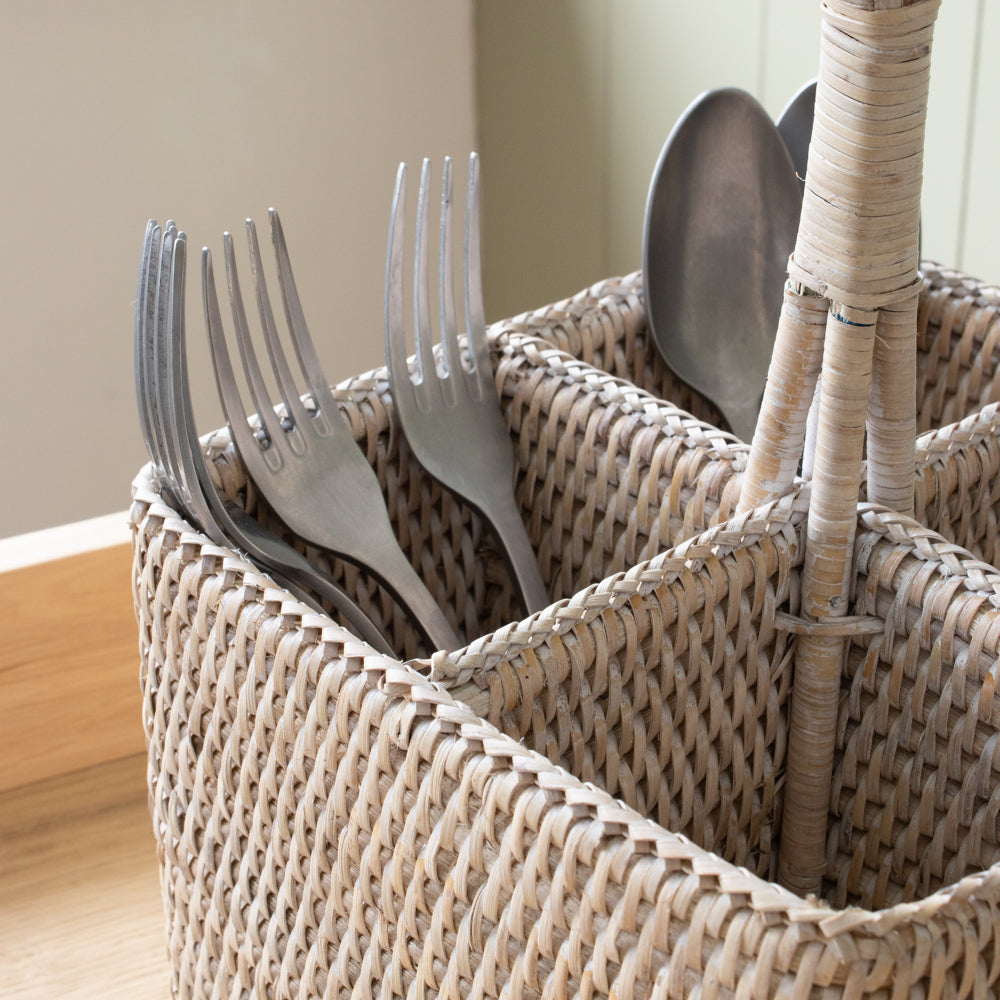 Marbury Square Rattan Cutlery Basket - Marquis & Dawe