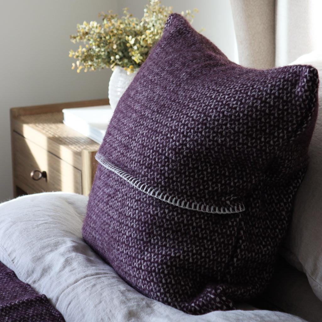 Plum Woven Wool Cushion - Marquis & Dawe