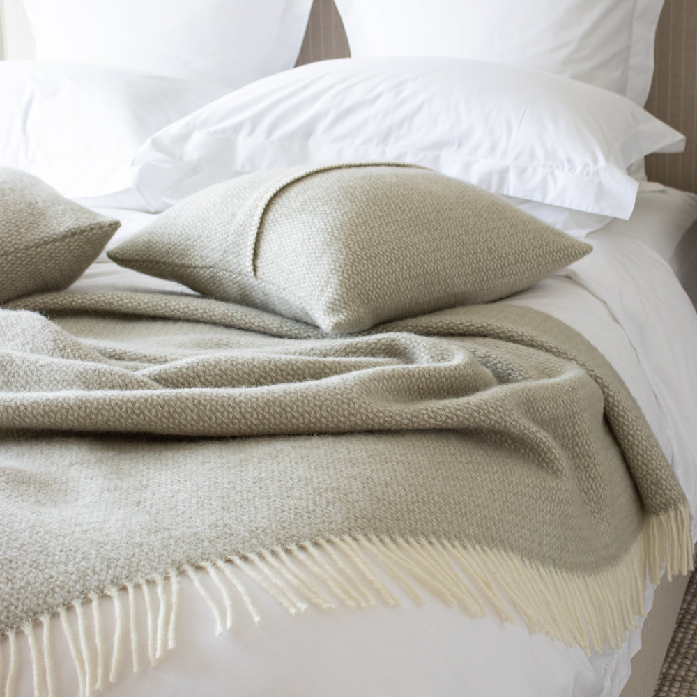 Extra Large Putty Woven Wool Throw - Marquis & Dawe