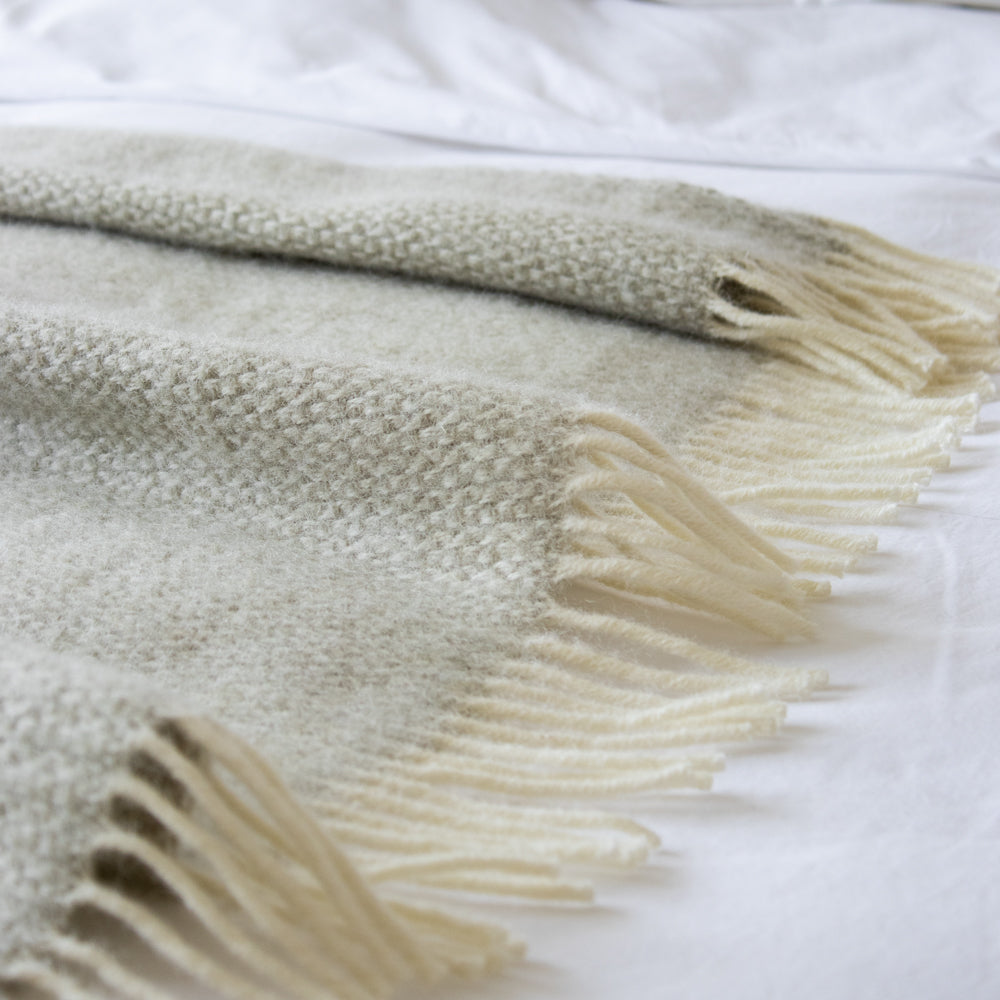 Extra Large Putty Woven Wool Throw - Marquis & Dawe