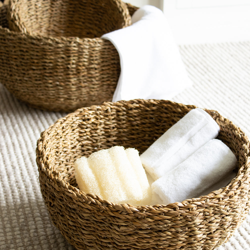 Round Seagrass Bathroom Storage Baskets - Marquis & Dawe