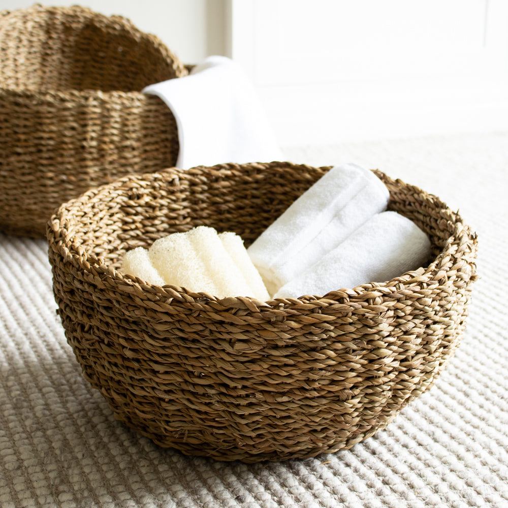 Round Seagrass Bathroom Storage Baskets - Marquis & Dawe