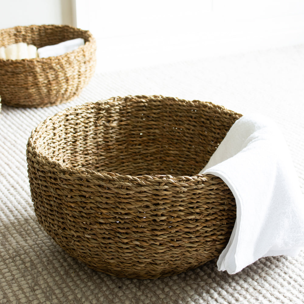 Round Seagrass Bathroom Storage Baskets - Marquis & Dawe