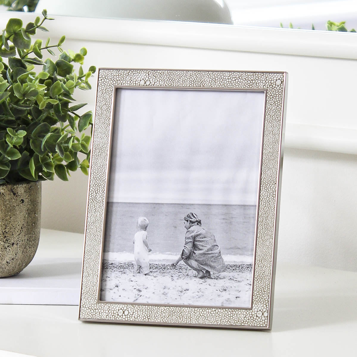 Ivory Faux Shagreen Photo Frame 5x7" | Marquis & Dawe